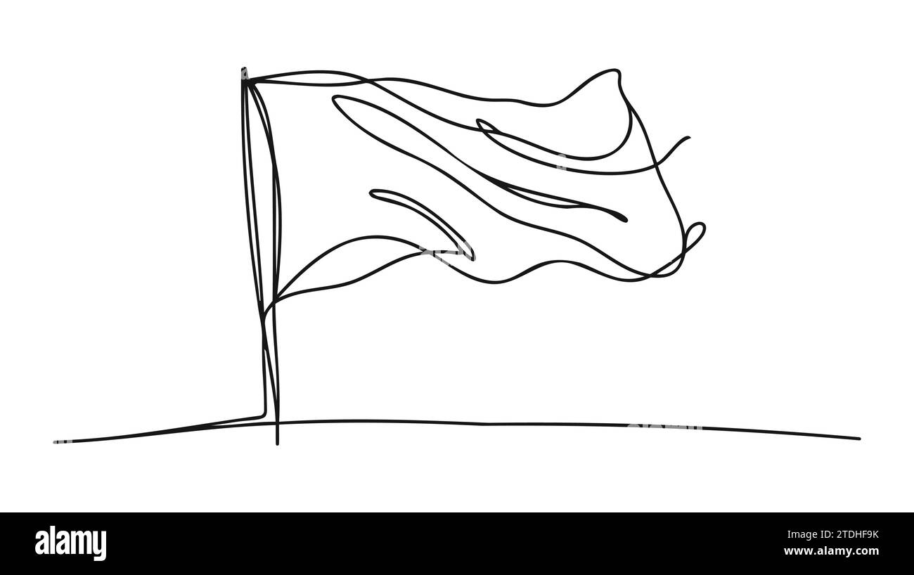 Continuous one line empty, white flag drawing. Flag Vector illustration ...