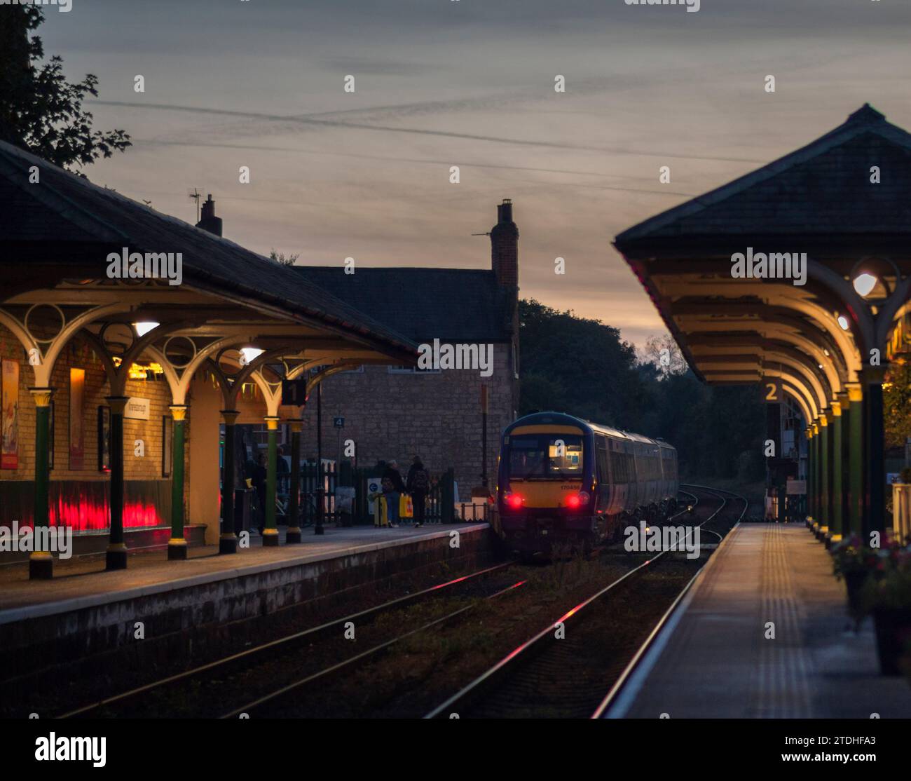 Northern rail class 170 Turbostar train departing from Knaresborough ...