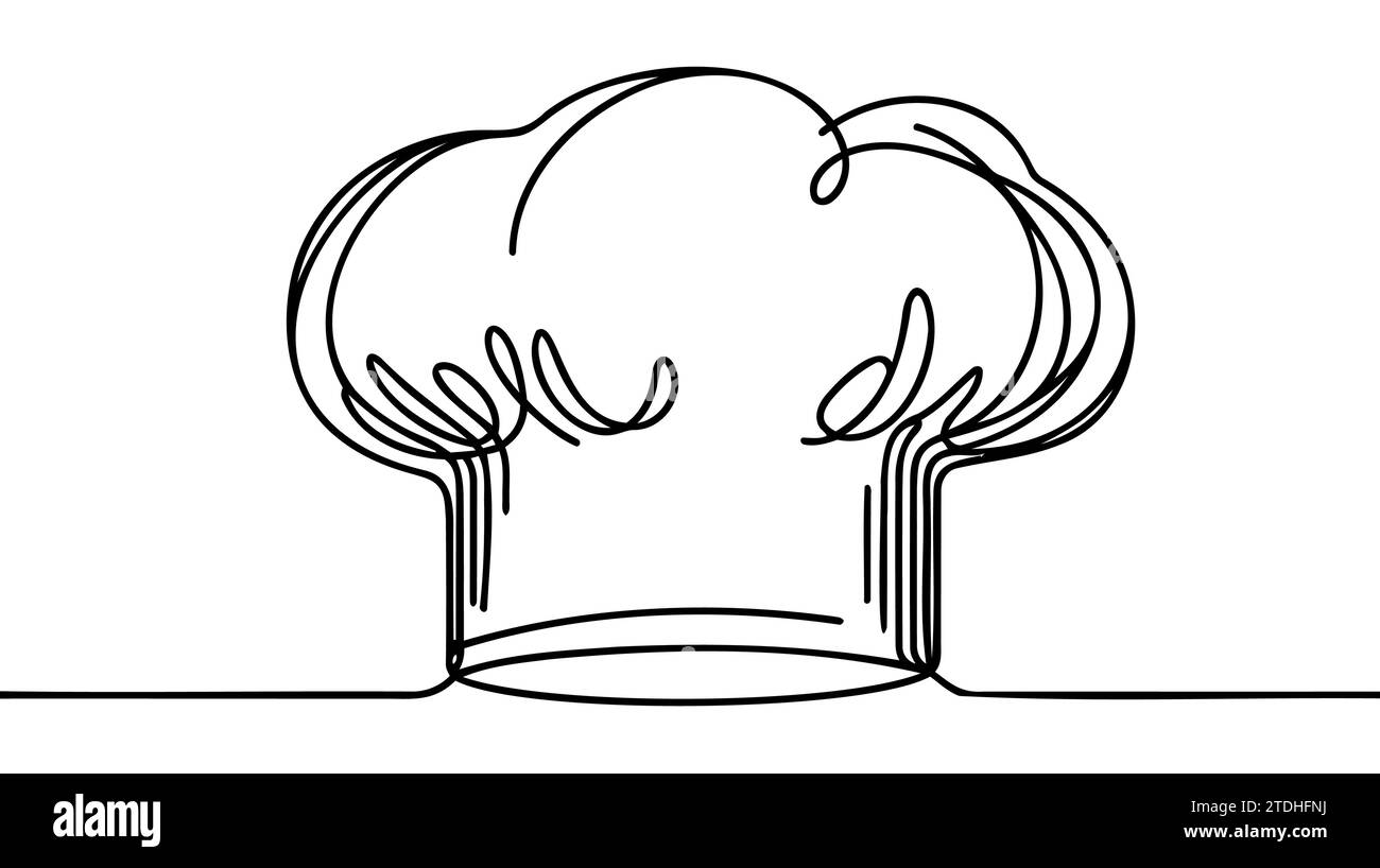 Chef hat vector one line continuous drawing illustration. Hand drawn ...