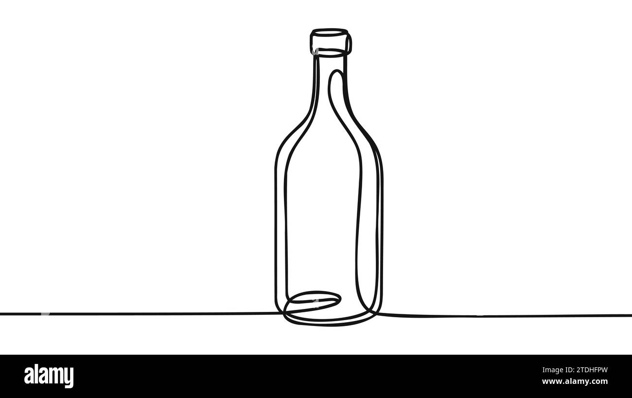 Single bottle Vector illustration isolated on white background. Continuous line drawing. Vector ...