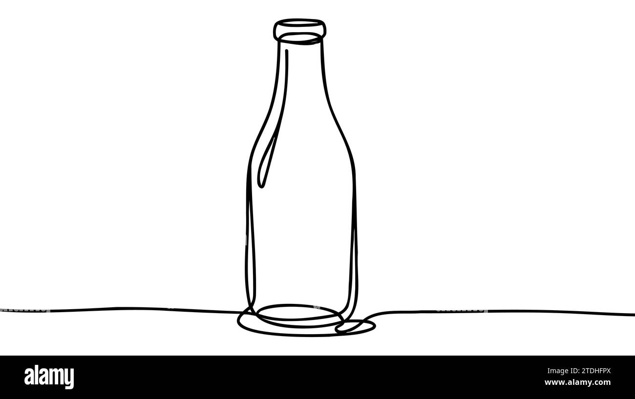 Single bottle Vector illustration isolated on white background. Continuous line drawing. Vector ...
