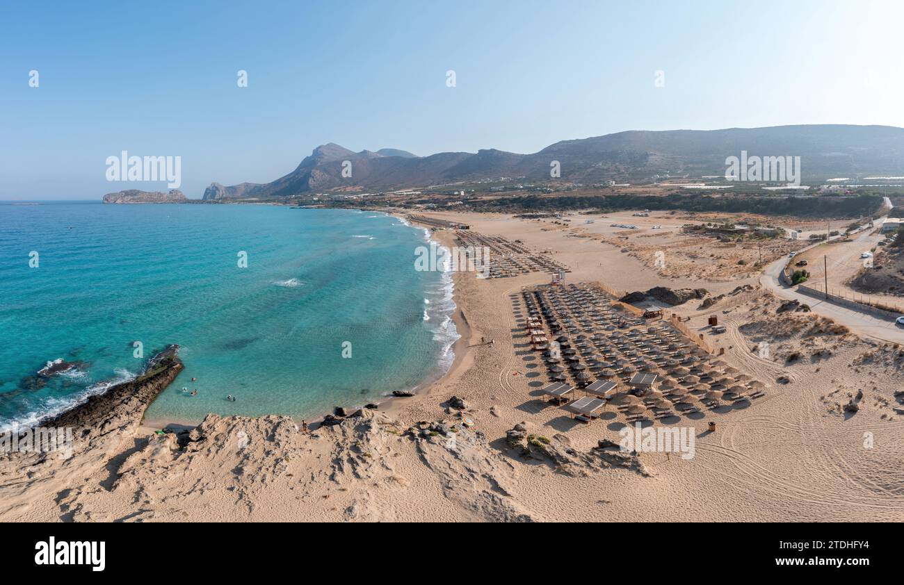 Phalasarna sandy beach, Crete island Greece. Aerial drone view of ...