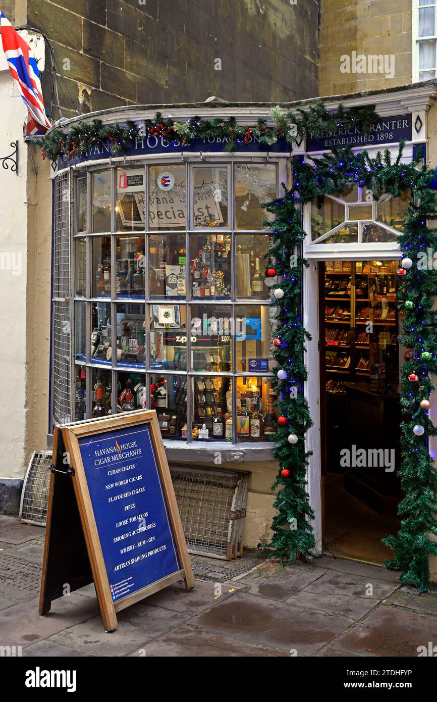 Frederick Tranter Cigar shop at Christmas, Bath. December 2023 Stock ...