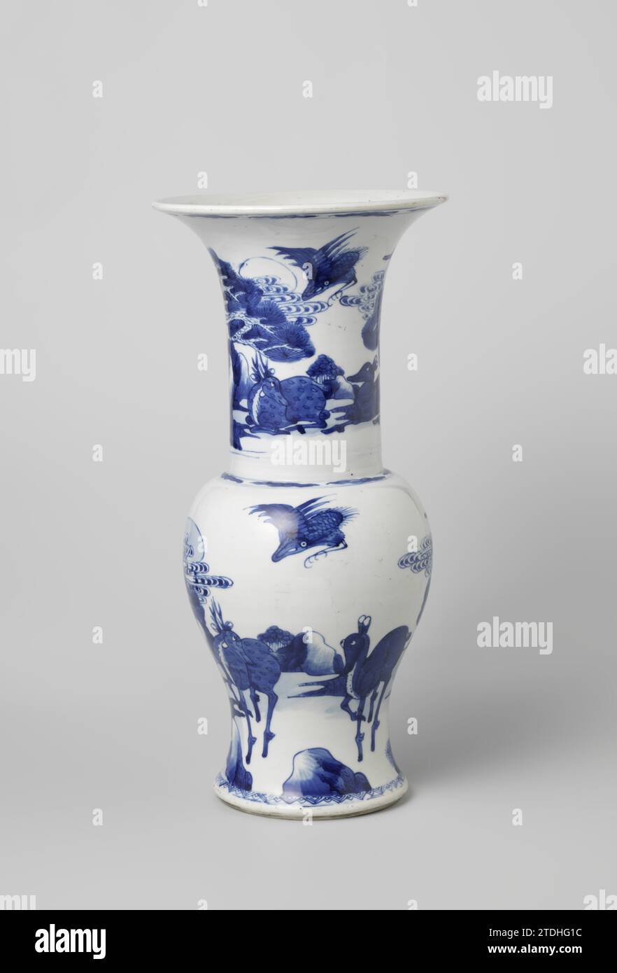 Baluster vase with deer and cranes in a water landscape, anonymous, c ...