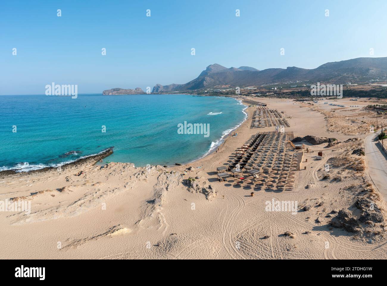 Phalasarna sandy beach, Crete island Greece. Aerial drone view of vast ...
