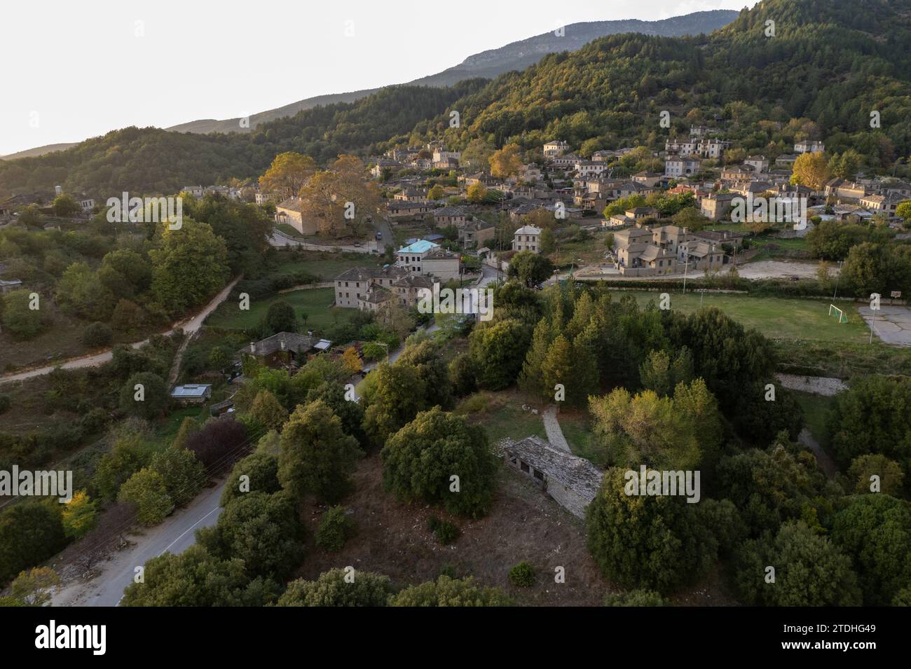 Drone aerial scenery of traditional village of Papingo , Zagorochoria ...