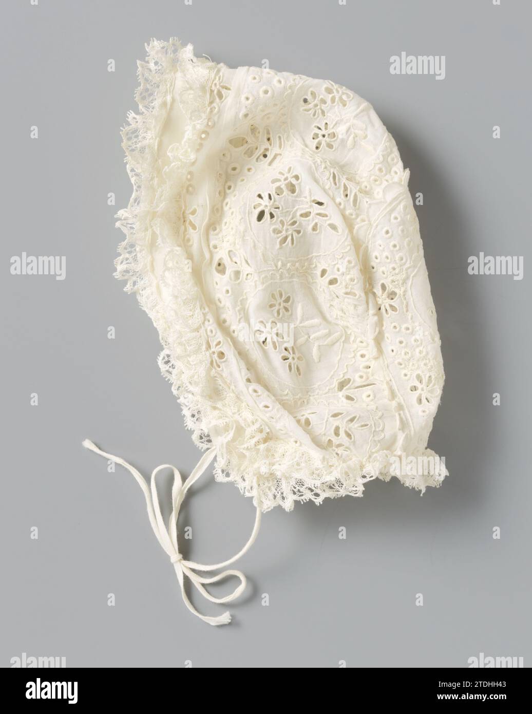 Children's hat of white linen with English embroidery, trimmed all ...