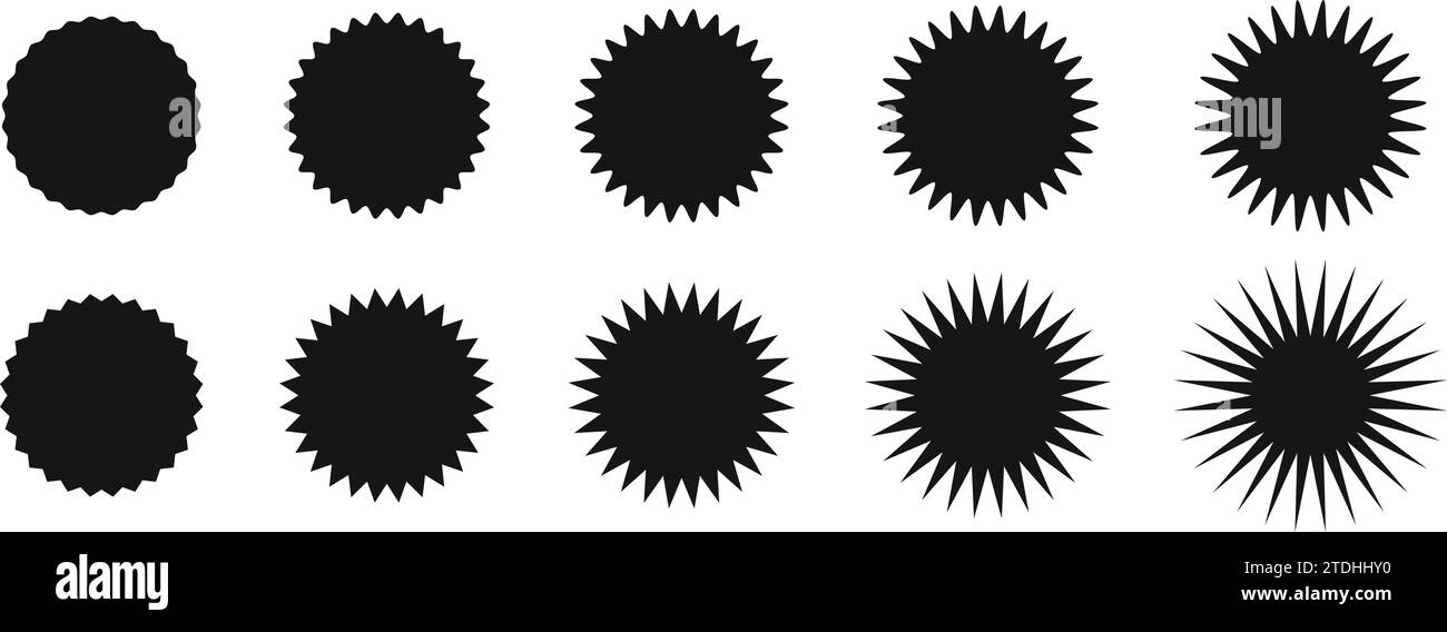 Set of circles with zigzag edges. Labels, stickers, badges, stamps ...