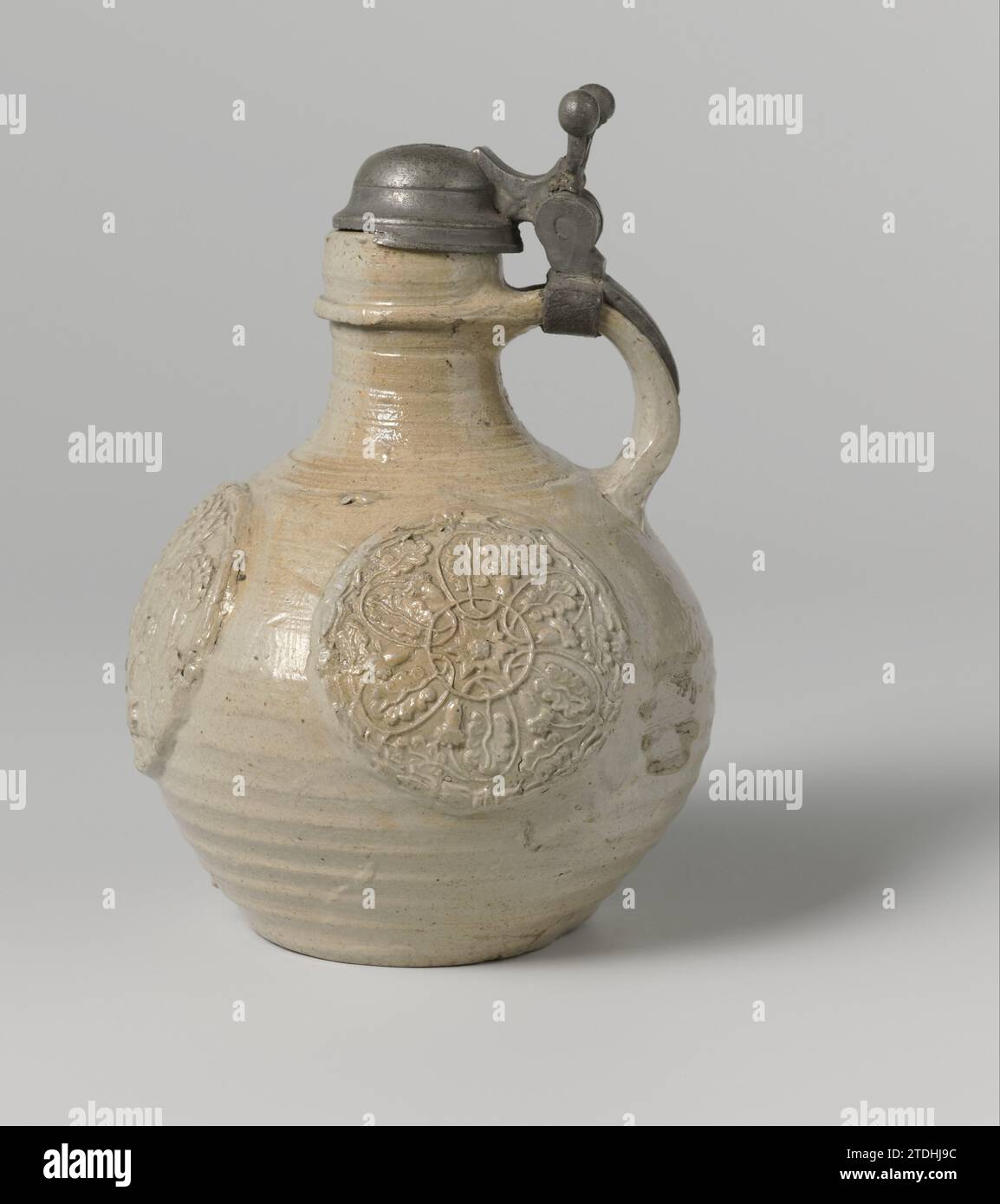 Jug with the fall of man, anonymous, c. 1560 - c. 1580 Jug of stoneware ...