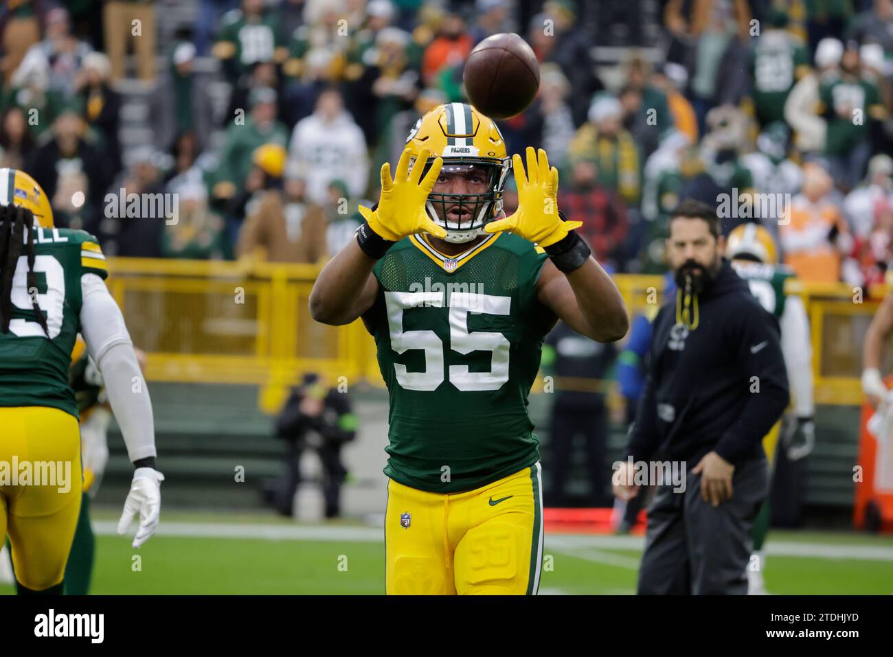 Green Bay Packers linebacker Kingsley Enagbare (55) before an NFL football game Sunday, Dec. 17 ...