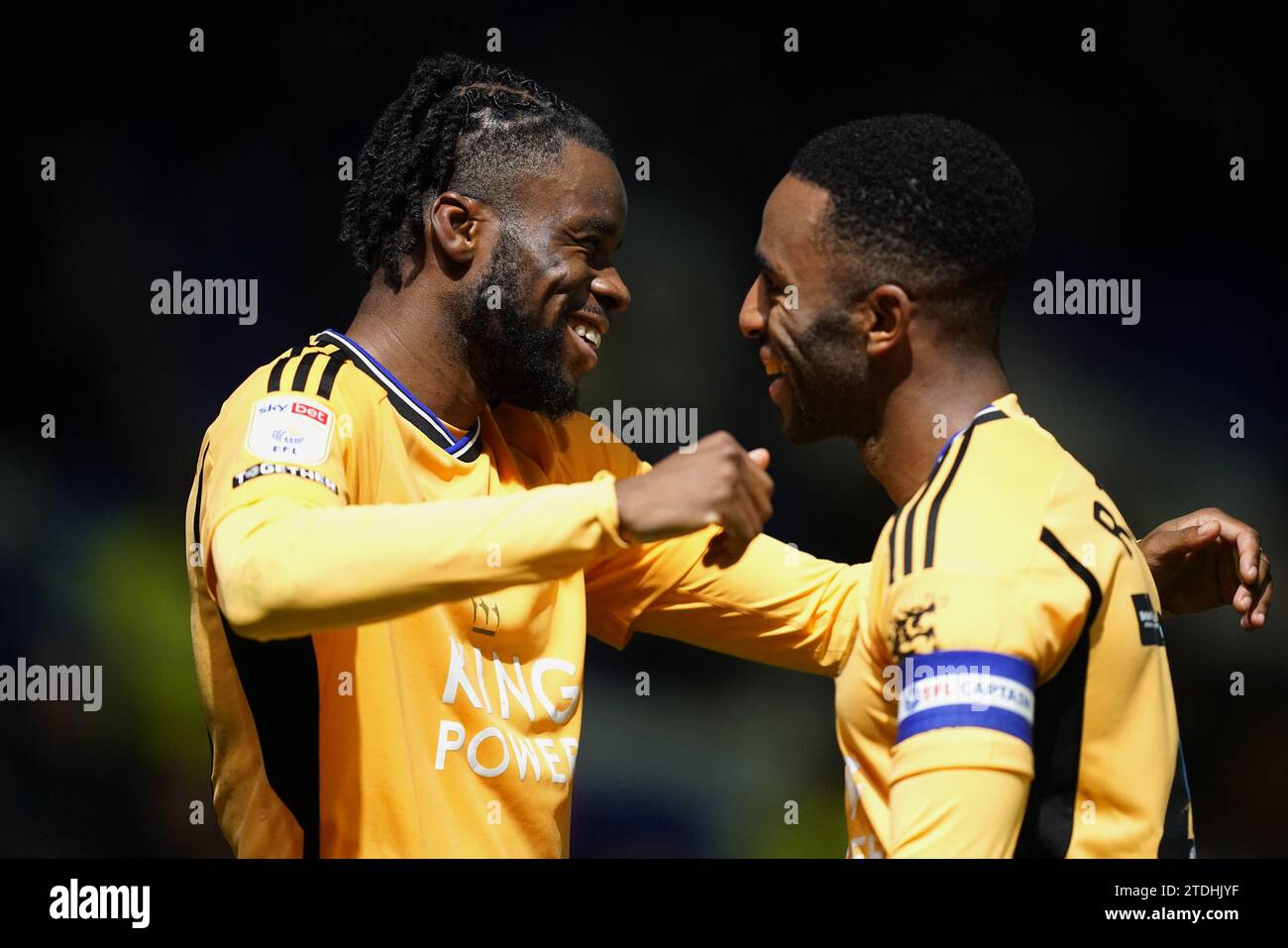 Leicester City's Stephy Mavididi (left) celebrates with Ricardo Pereira ...