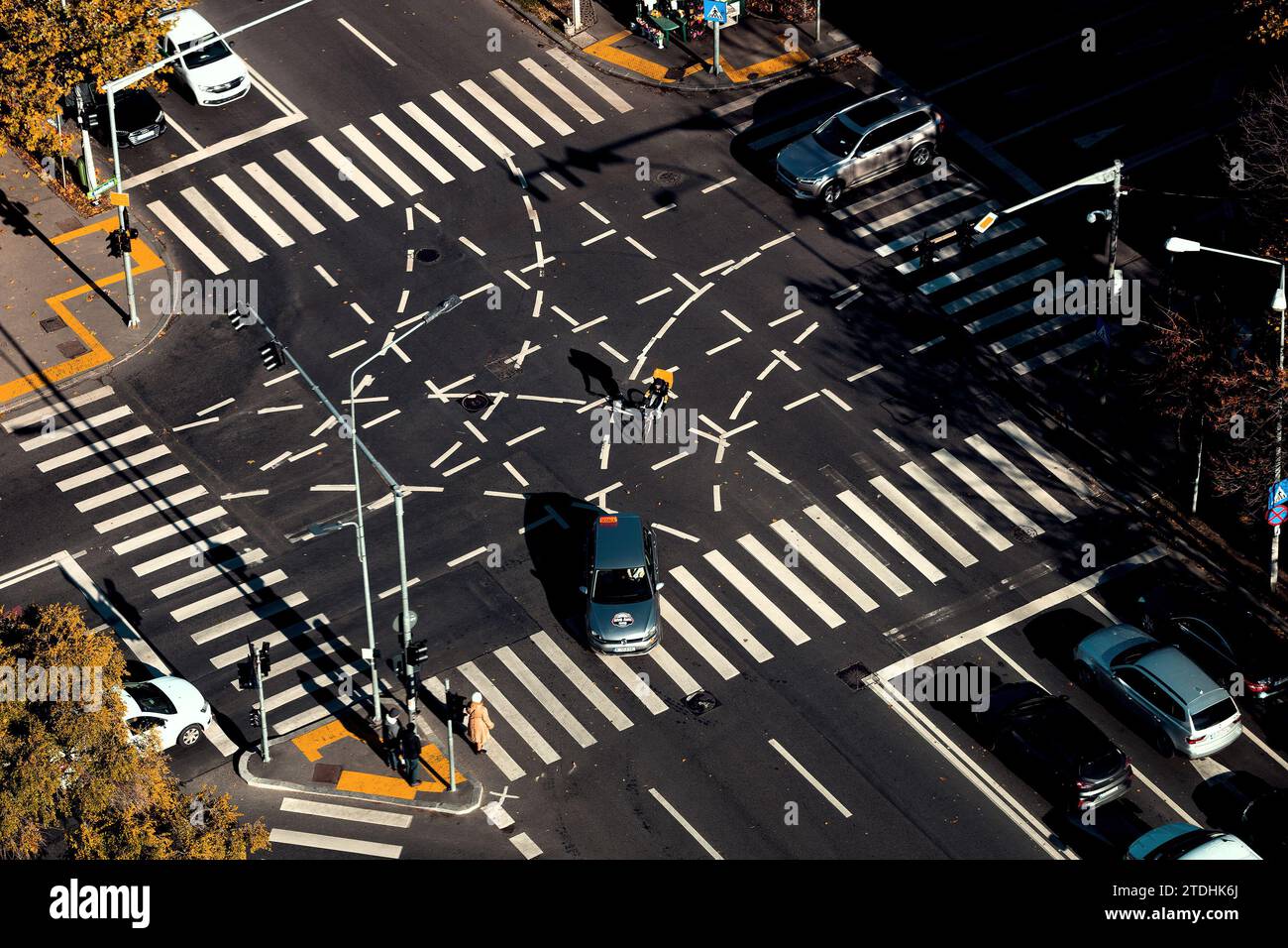 Bucharest, Romania - November 27, 2023: Aerial view of an intersection ...
