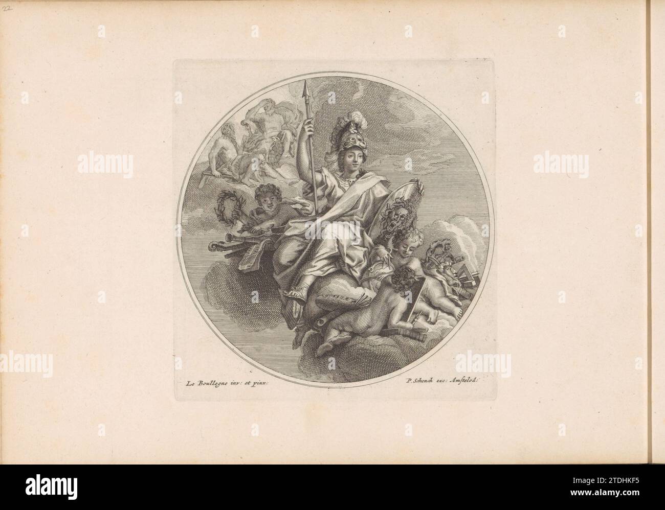 Minerva, 1693 Ceiling piece with the goddess Minerva, trunning on the ...