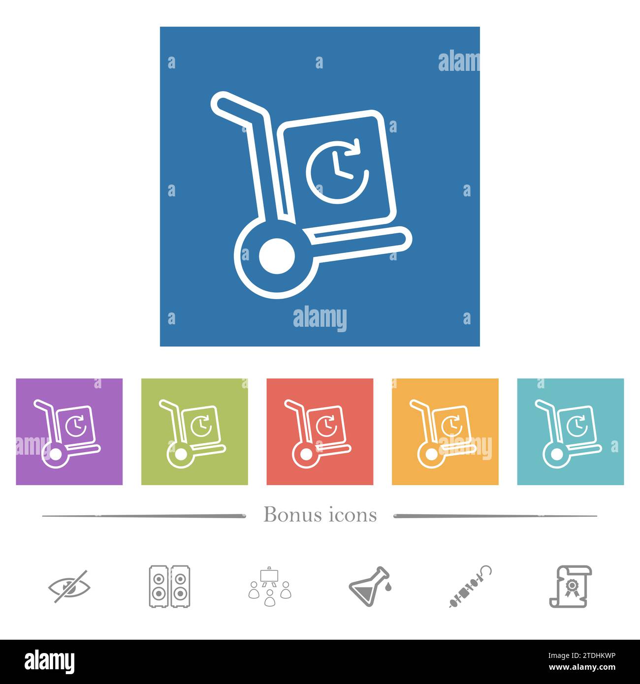 Express up parcel delivery outline flat white icons in square ...