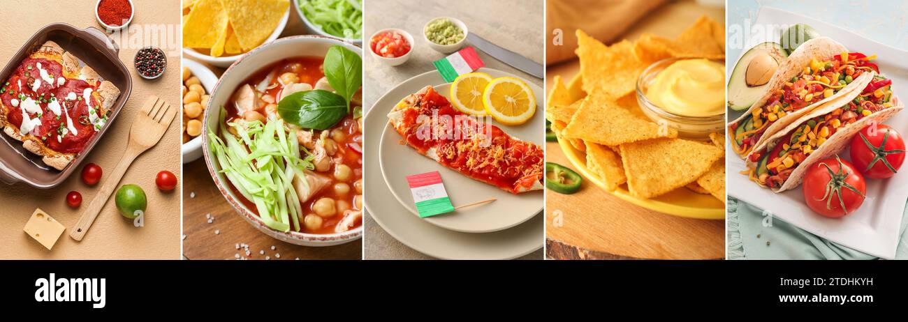 Group of traditional Mexican dishes on table Stock Photo - Alamy