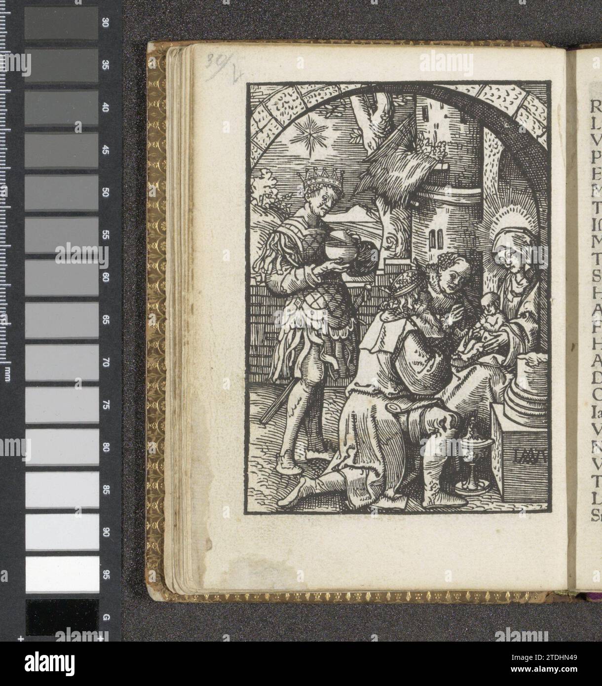 Worship by the Kings, 1523 Two kings kneel before the Christ child on ...