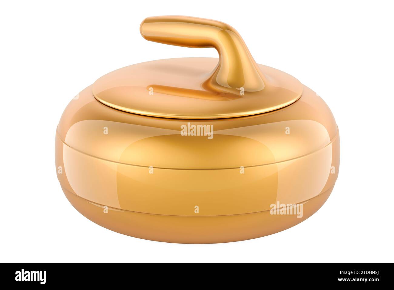 Golden Curling Stone, 3D rendering isolated on the white background ...