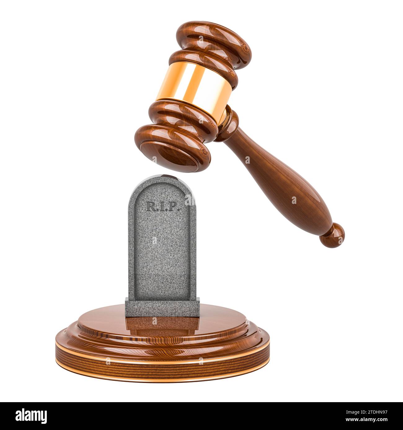 Gravestone with Wooden Gavel, 3D rendering isolated on white background ...