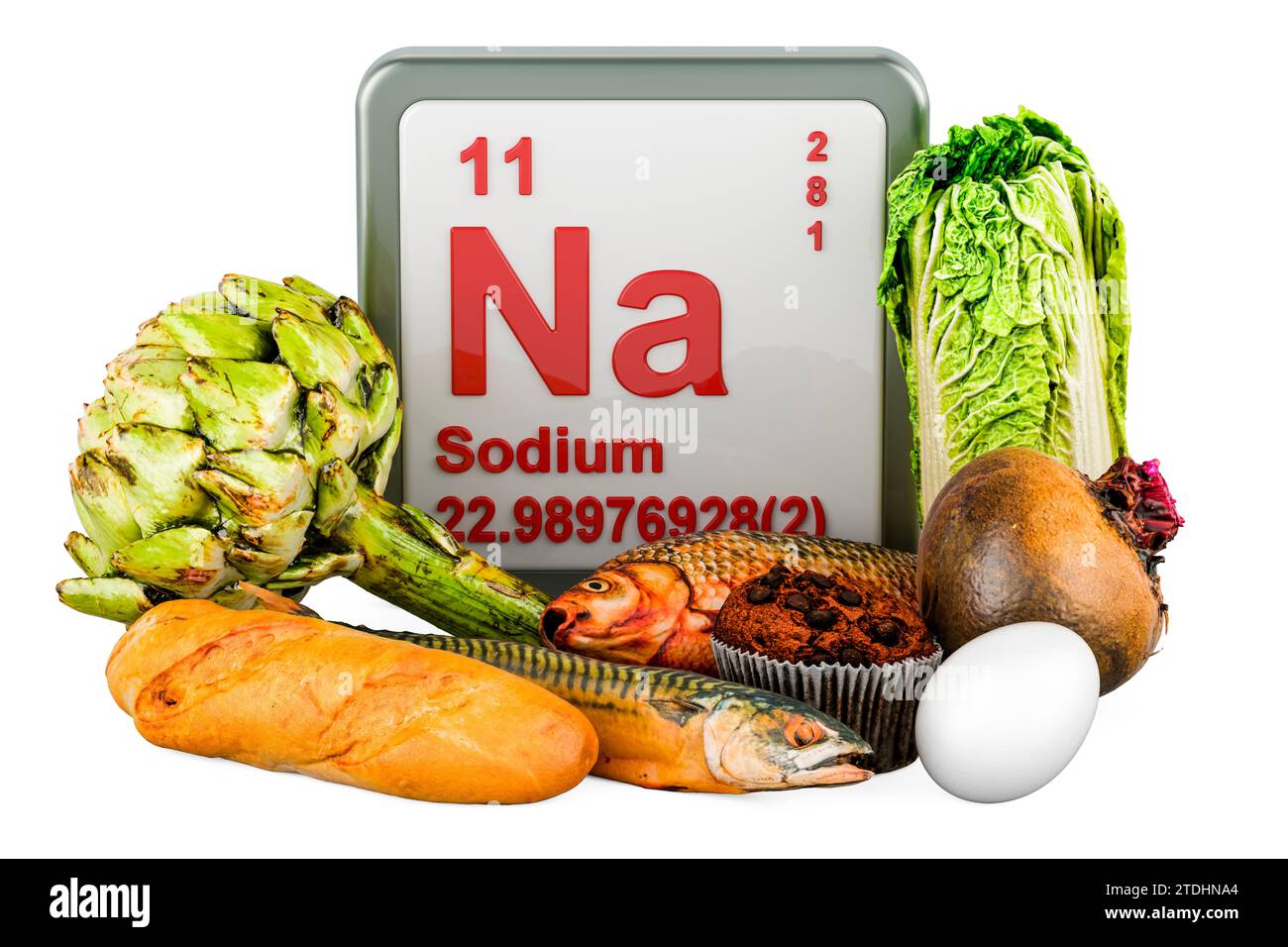 Products containing Sodium, 3D rendering isolated on white background ...
