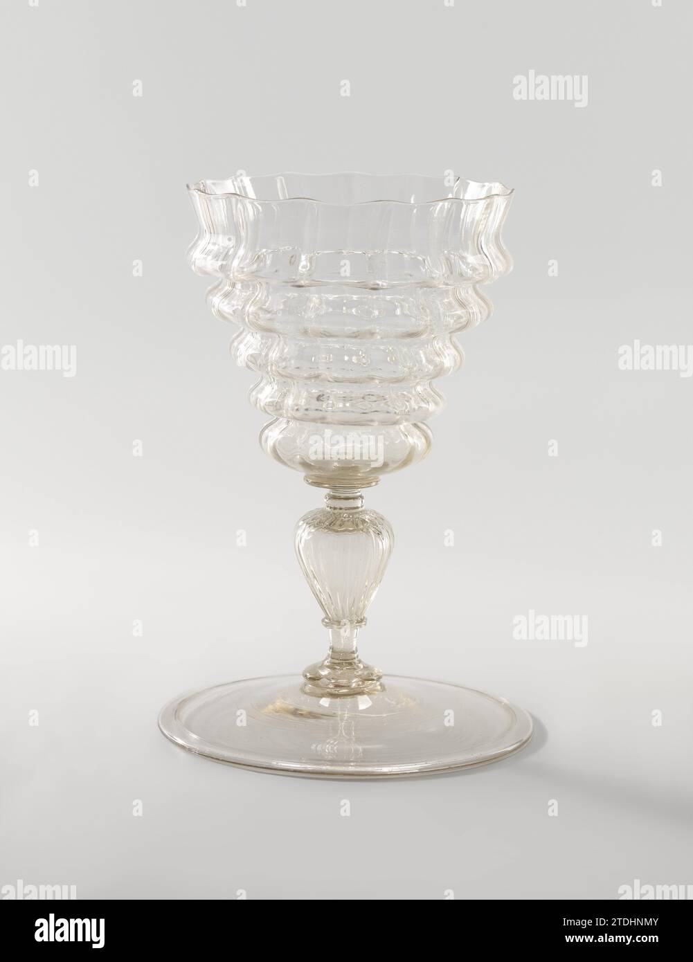 Chalice glass with ribbed and five times snarled funnel -shaped chalice ...