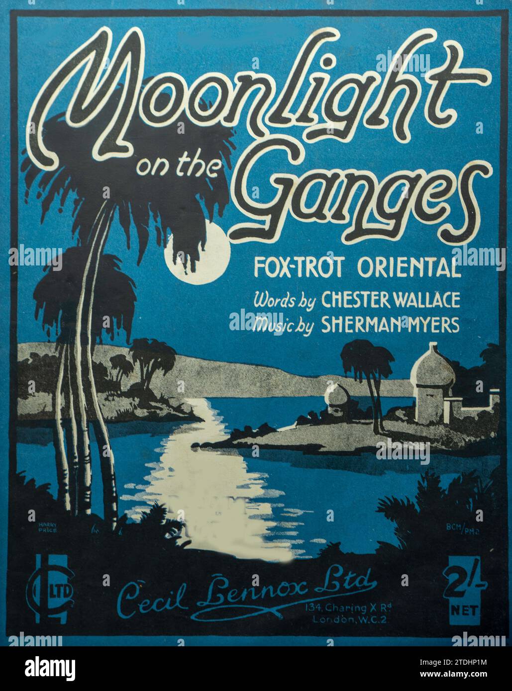 Vintage sheet music cover Moonlight on the Ganges, a fox-trot oriental with words by Chester ...