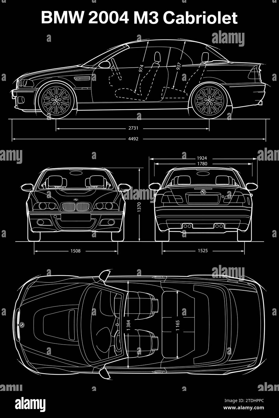 2004 BMW M3 Cabriolet car blueprint Stock Vector Image & Art - Alamy
