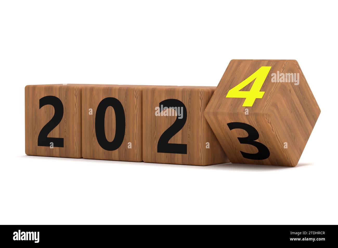 Flipping of 2023 to 2024 on block cube for preparation happy new year ...