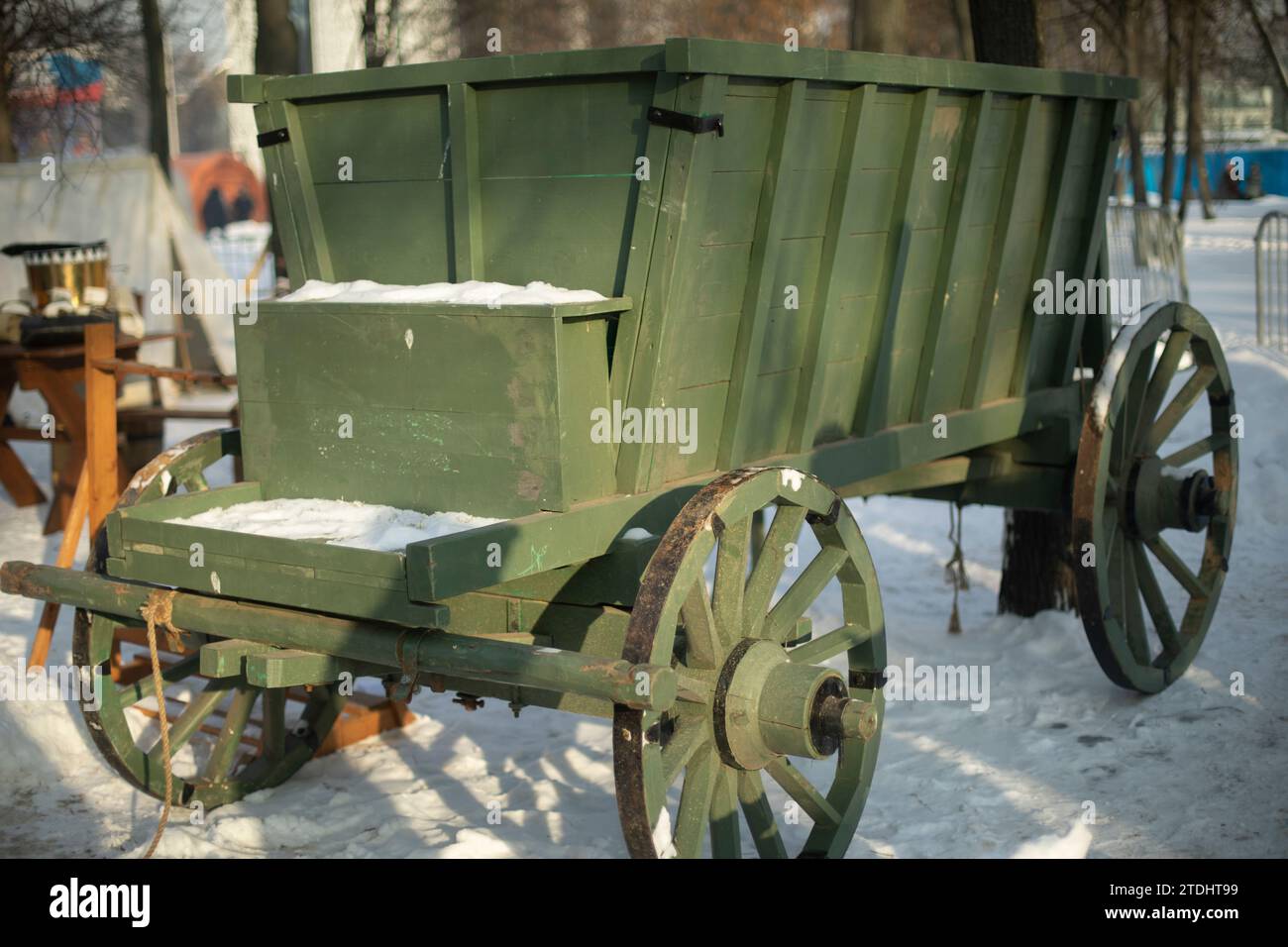 Old cart. Military cart of the early 20th century. Wooden transport ...