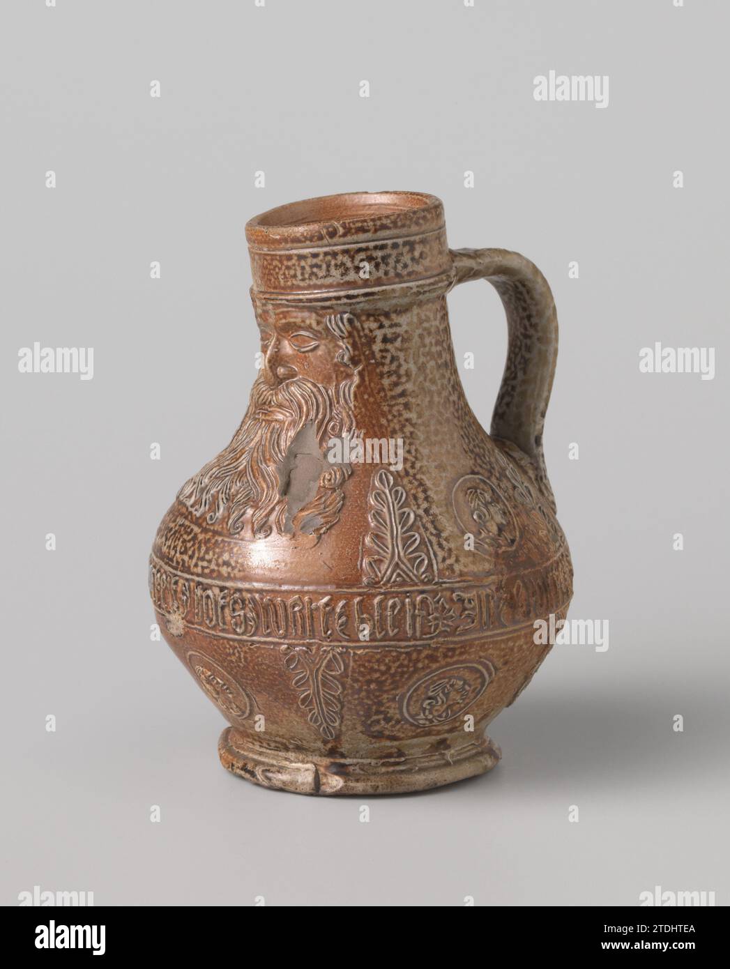 Jug (Bartmann jug) with portraits, leaves and an inscription, anonymous, c. 1530 - c. 1570 Jug ...