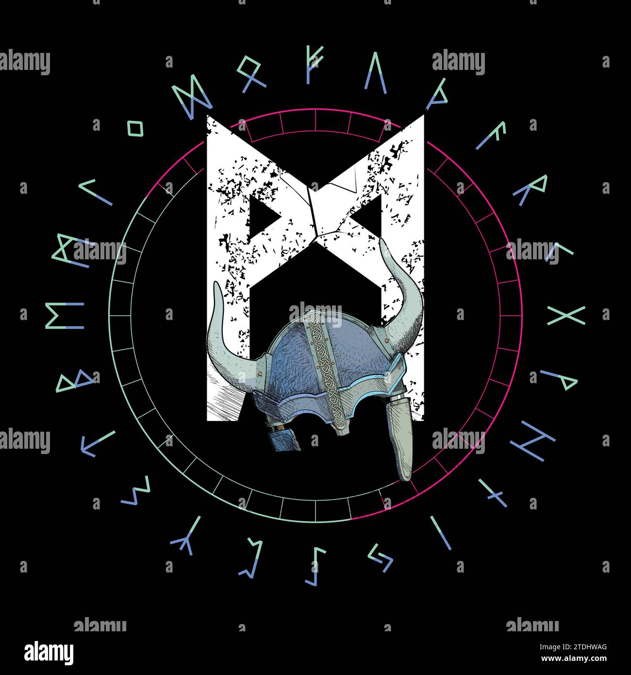 Runic alphabet t-shirt design. Runic letter called Mannaz next to a ...