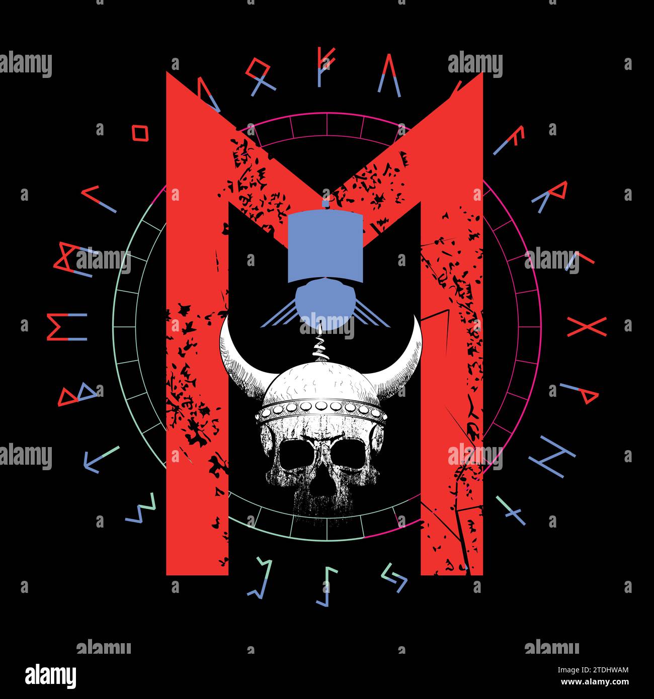 Runic alphabet t-shirt design. Runic letter called Ehwaz next to Viking ...