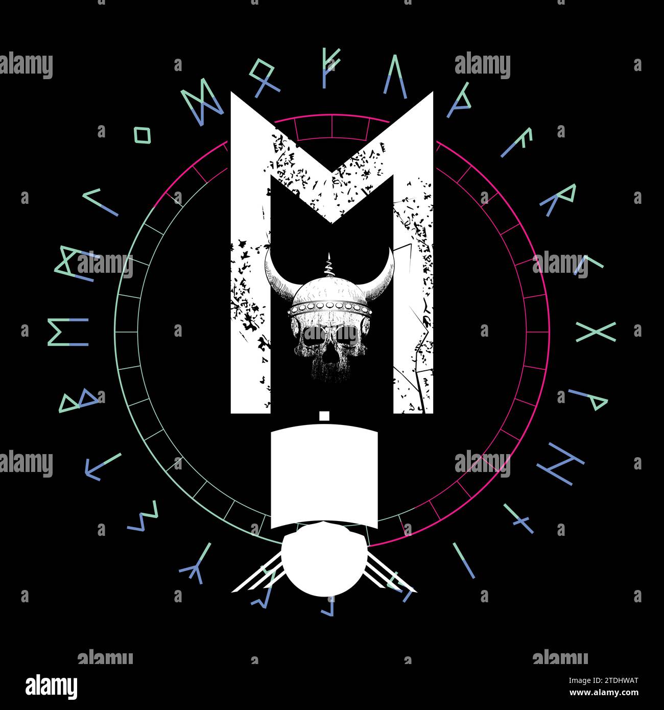 Runic alphabet t-shirt design. Runic letter called Ehwaz next to Viking ...