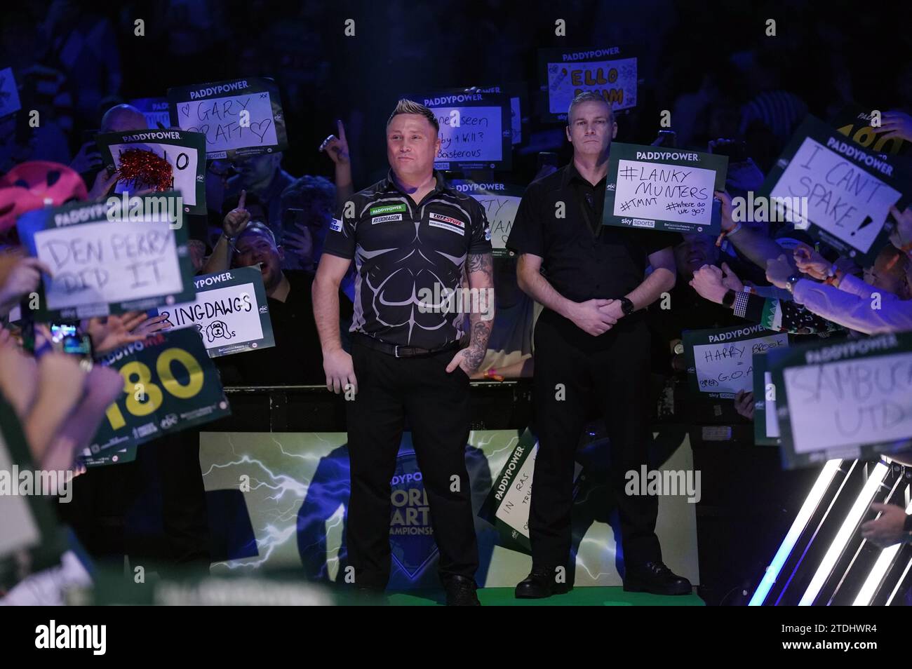 Gerwyn Price walks on to face Connor Scutt on day four of the Paddy ...