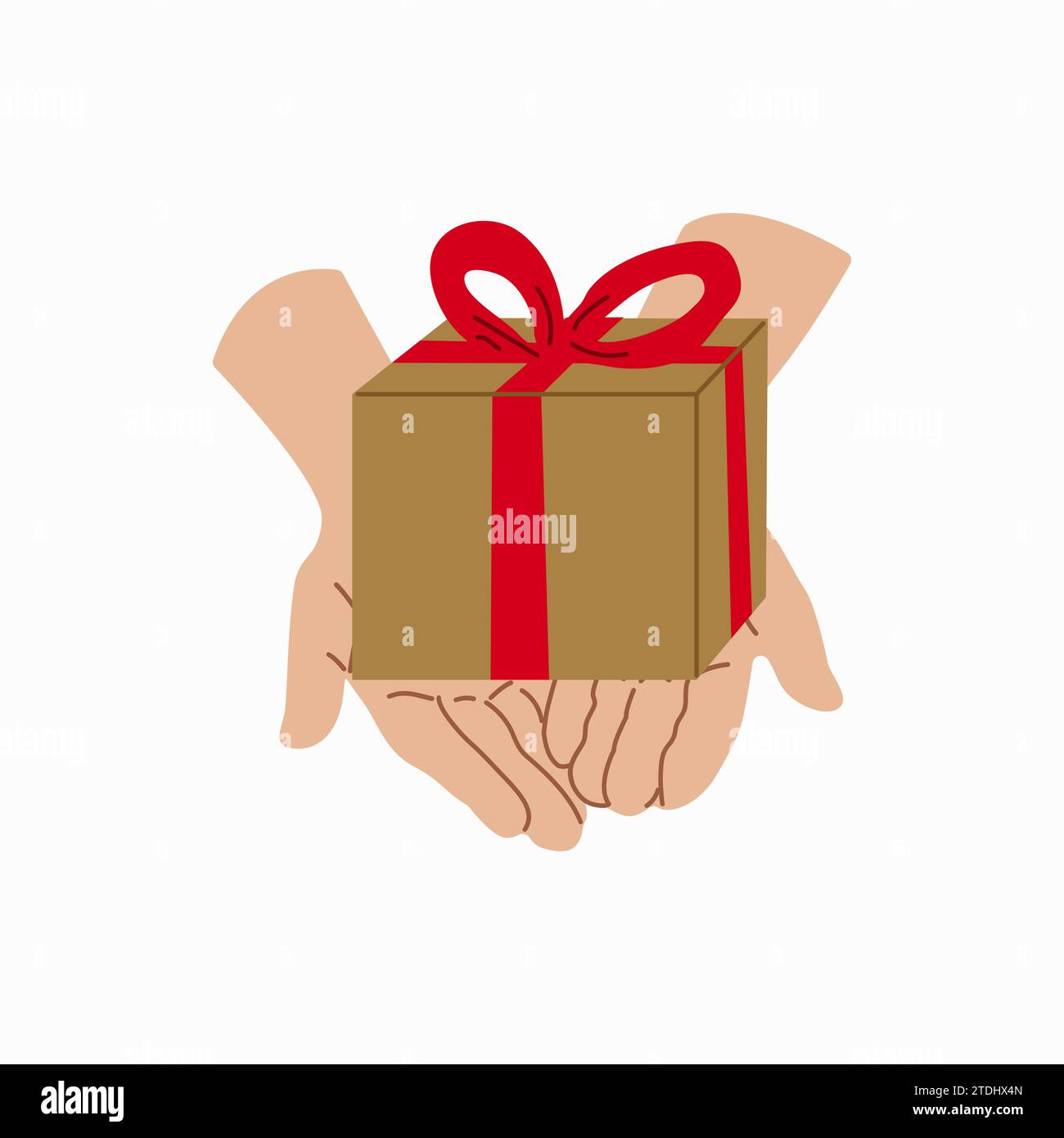 Giving a gift. Hand with Gift box Design for banner, web. Gold ...