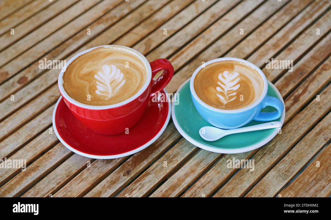 Large and small cappuccino Stock Photo - Alamy