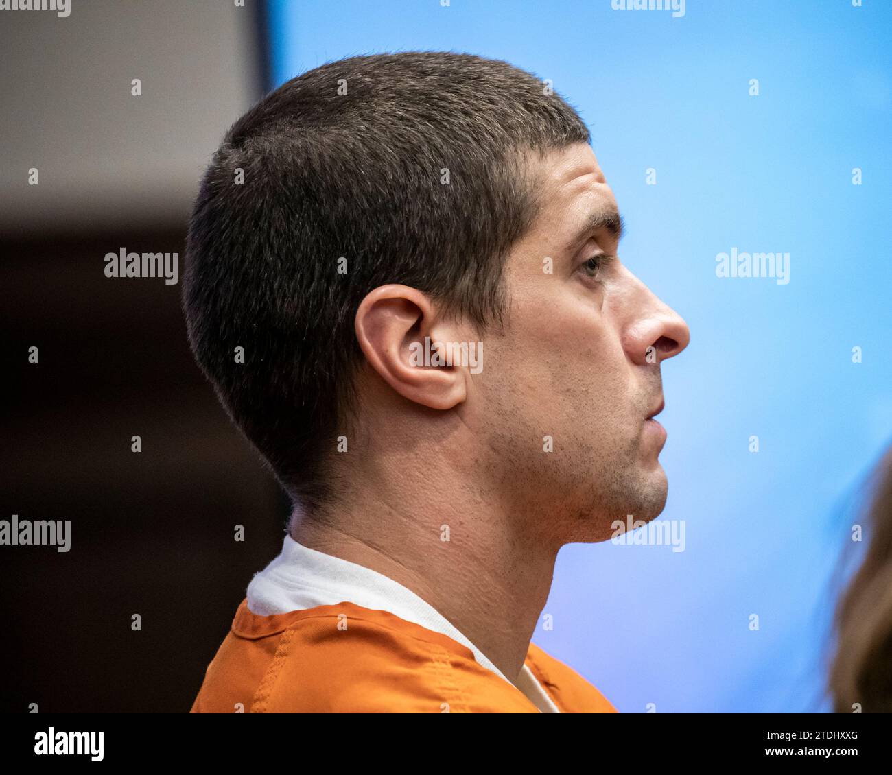 Andrew Shaw attends a case management hearing at the Linn County ...