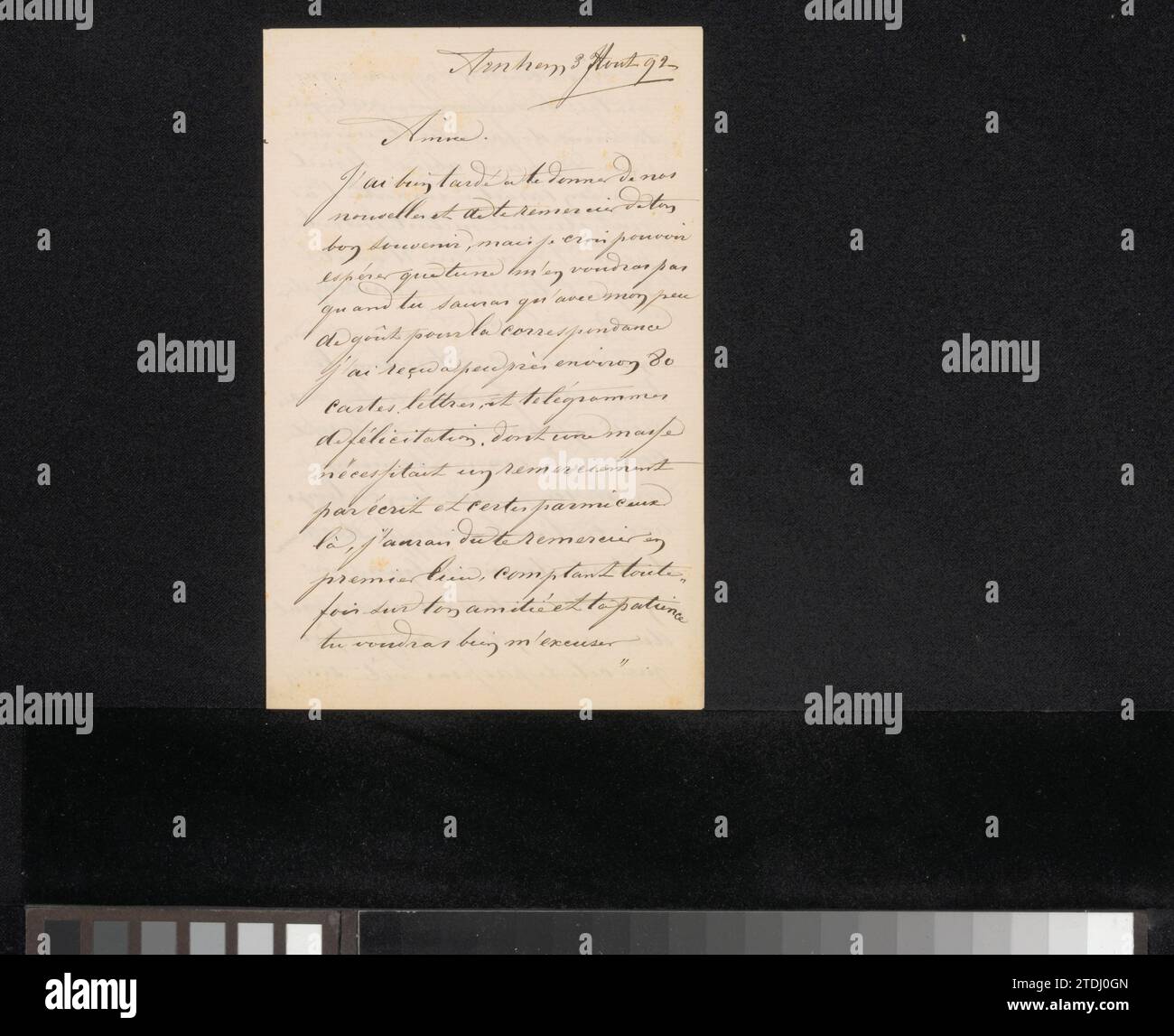 BRIEF AAN PAS ALEBÉ of Louis Chantal, 1892 Arnhem paper. ink writing ...