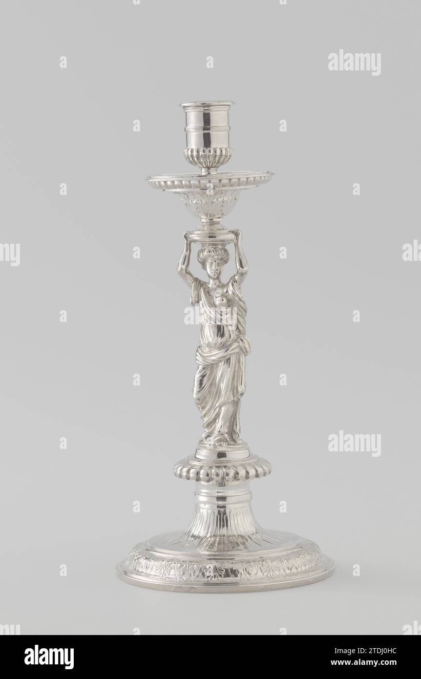Two candlesticks, Adam Loofs, 1687 Round candlestick, consisting of a ...
