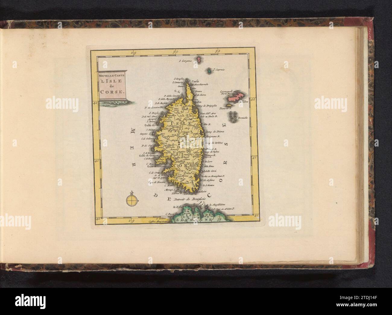 Map of Corsica, Anonymous, 1735 Map of the island of Corsica. Part of ...