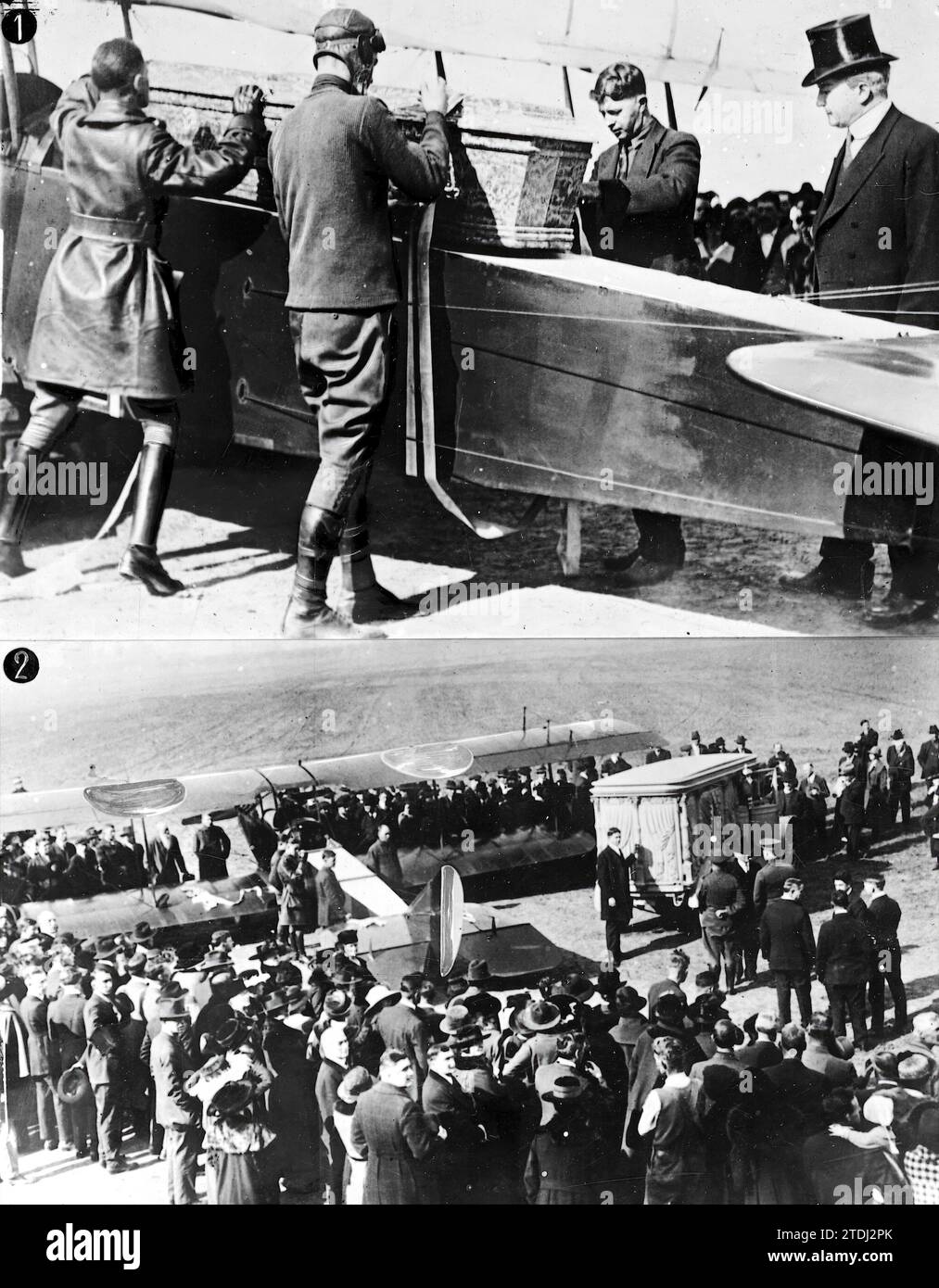 01/31/1920. California. A funeral on an airplane. 1, the coffin of the ...