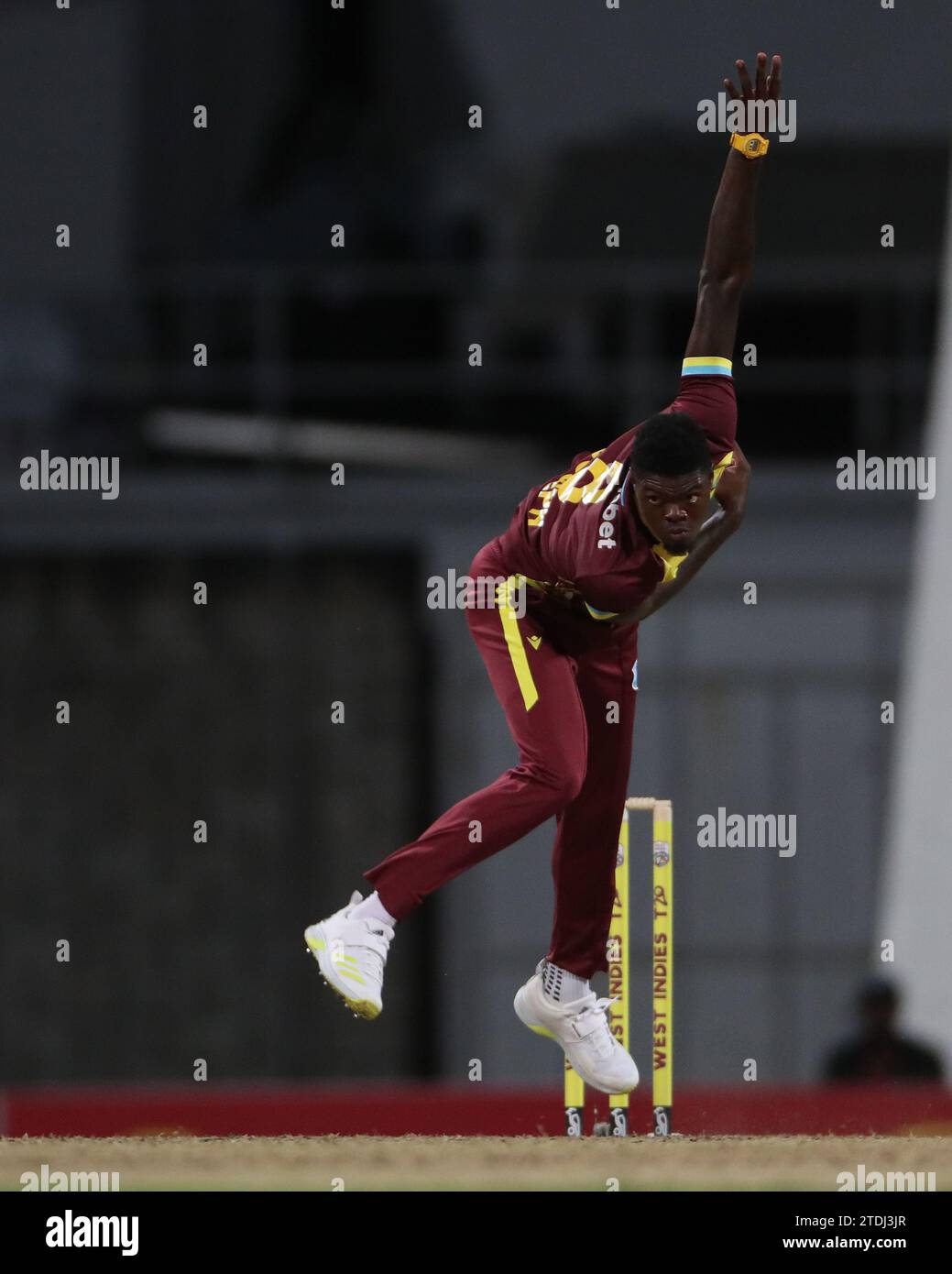 Alzarri Joseph of West Indies bowling during the 1st CG United T20 ...