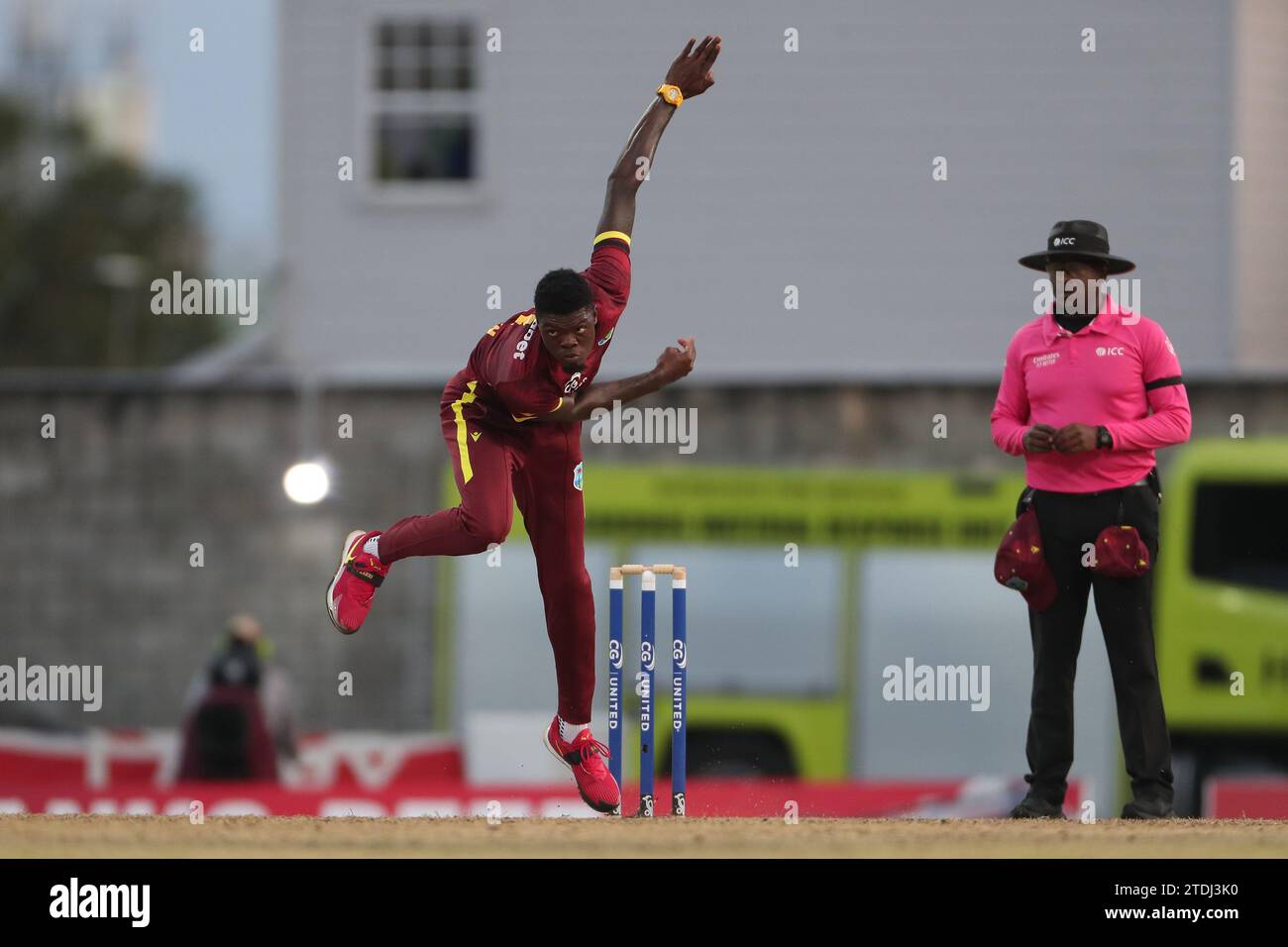 Alzarri Joseph of the West Indies bowling during the Third CG United ...