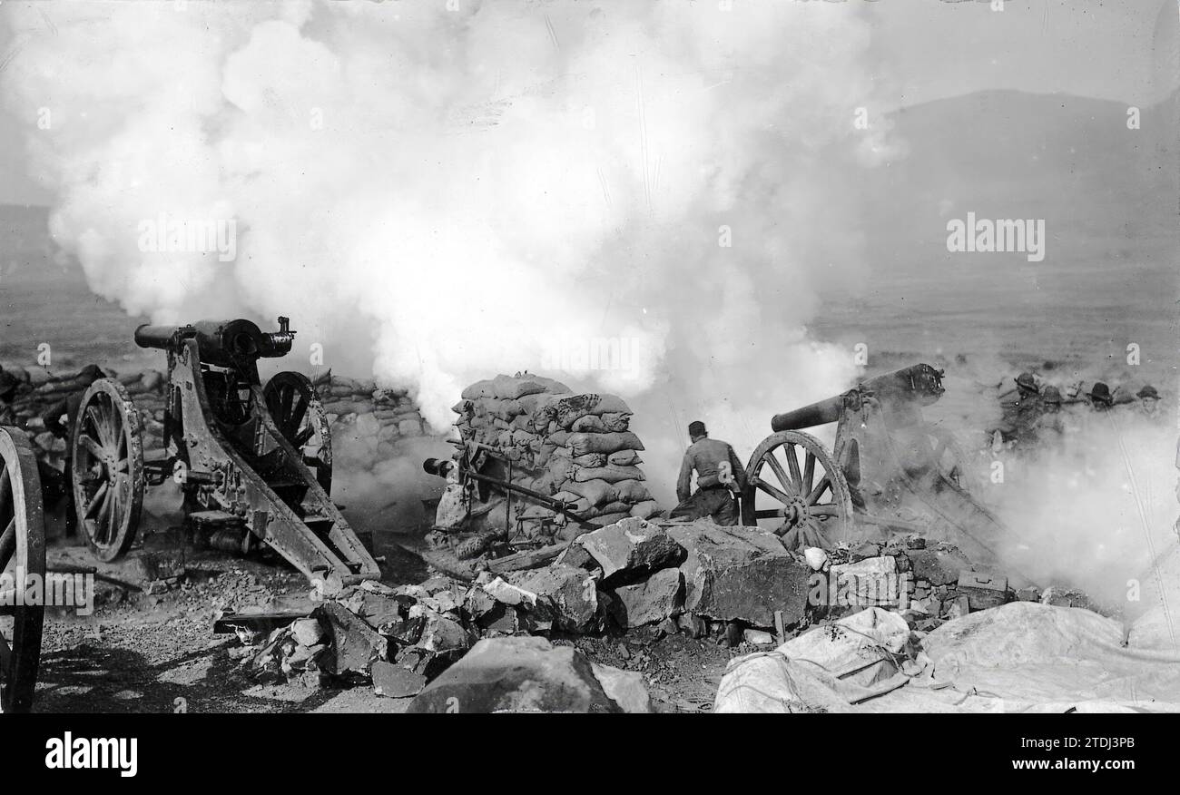 09/30/1921. Melilla. Occupation of Sebt. The 15 Centimeter Batteries ...