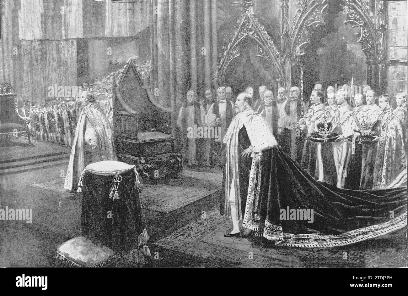 08/01/1902. Engraving of the coronation ceremony of Edward VII of ...