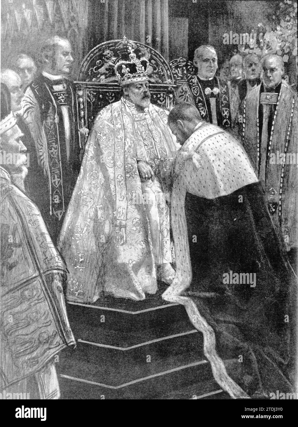 08/15/1902. Engraving of the coronation ceremony of King Edward VII of ...