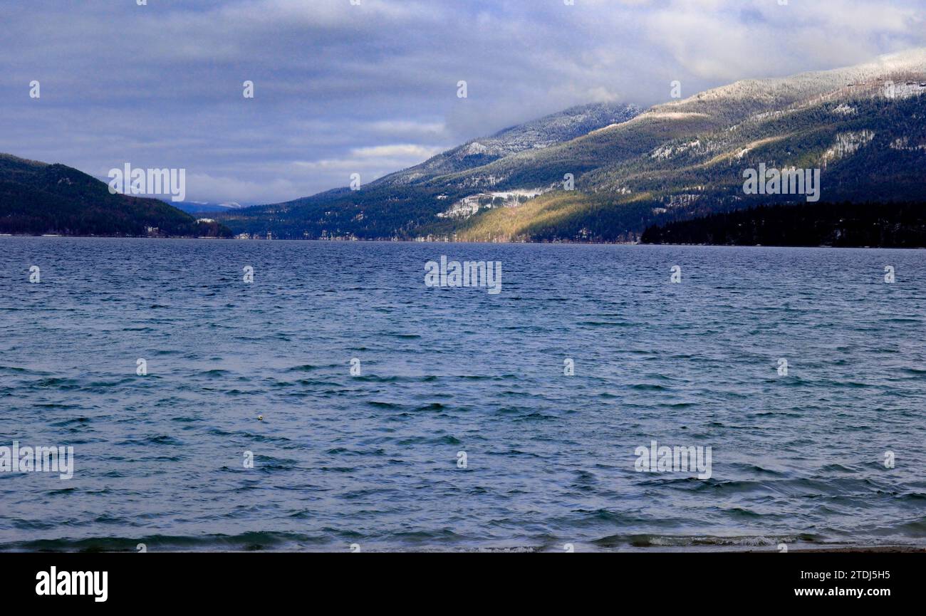 Lake side view with mountain background Stock Photo - Alamy