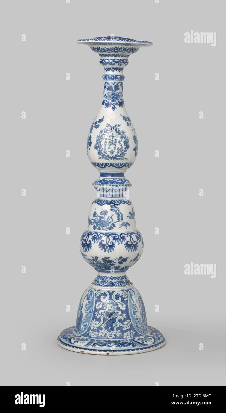 Altar candlestick Van Faience, De Witte Starre, After Dirck Witsenburg ...
