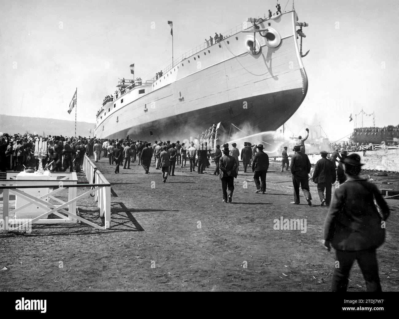 03/31/1910. Launching of an Austro-Hungarian battleship at the time of ...