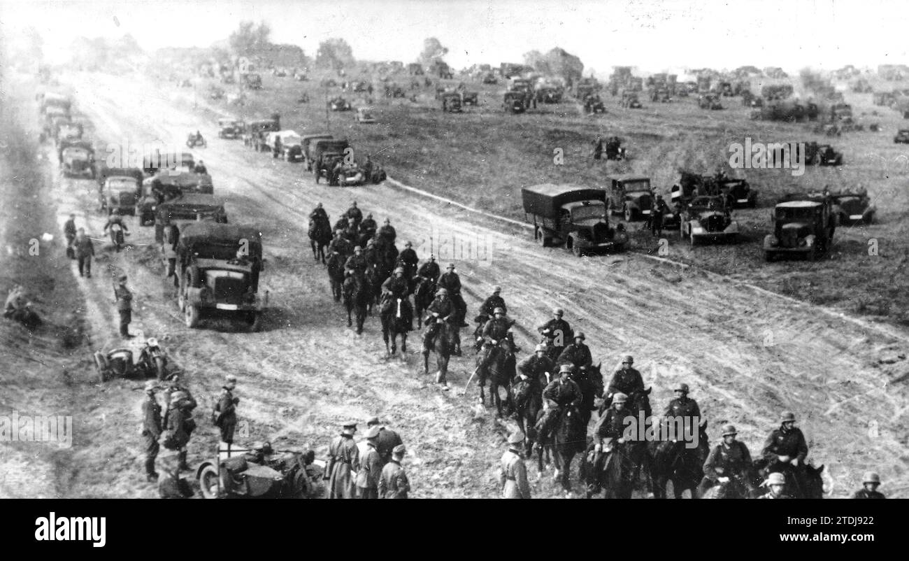 German troops advance through Poland on September 1, 1939, the day ...