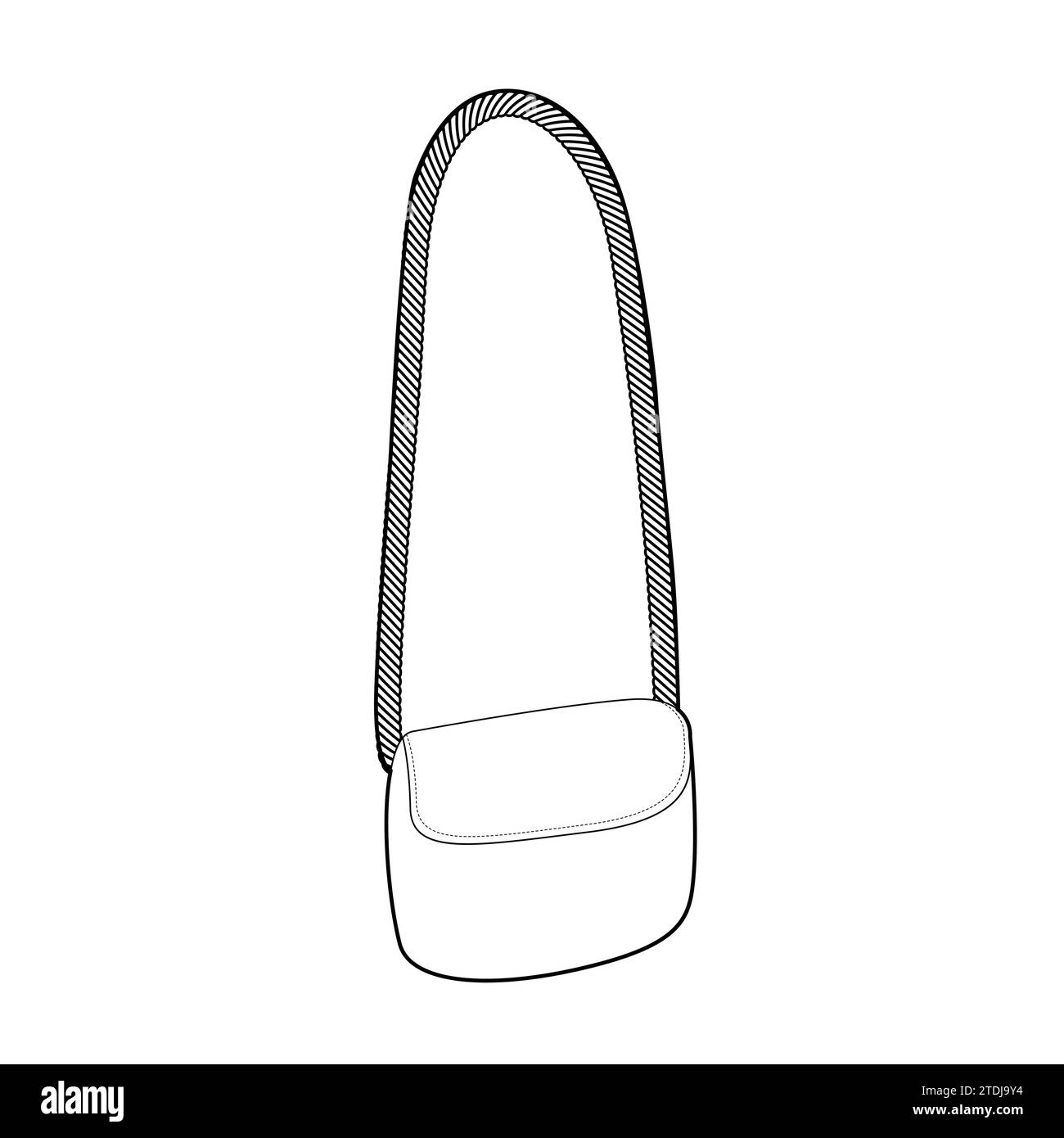 Saddle bag crossbody silhouette with rope handle. Fashion accessory ...